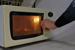 Turning on an open microwave: video experiment