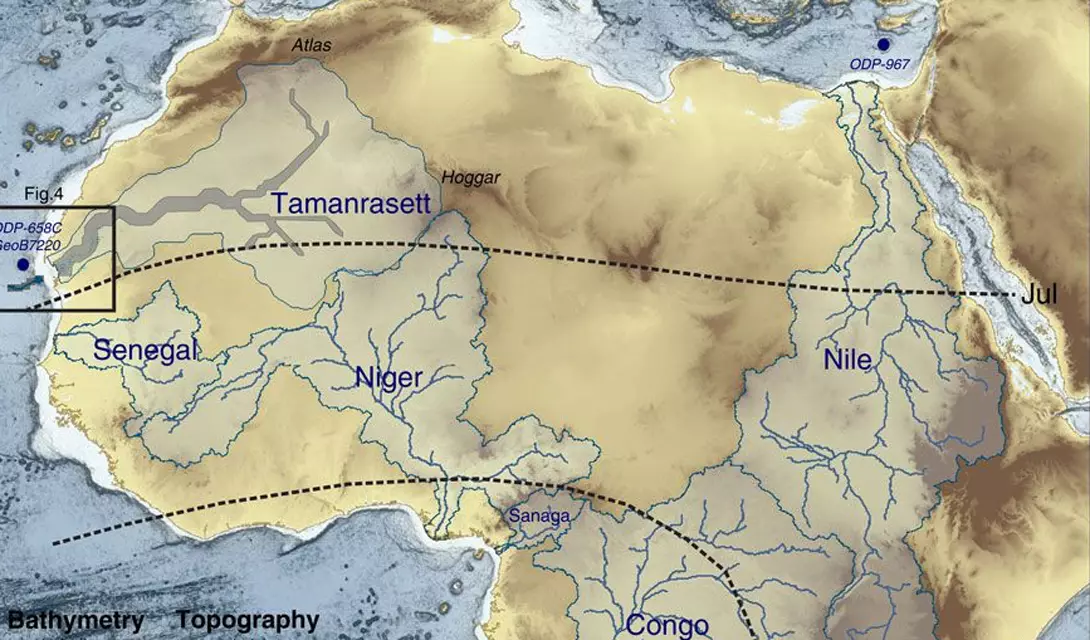 Franska forskare har till och med lyckats hitta ett gammalt flodsystem som matas av en stor mängd nederbörd. Forskare tror att hela Sahara -territoriet korsades av floden Tamanrasset, som rinner ut i Atlanten i regionen Mauretanien.