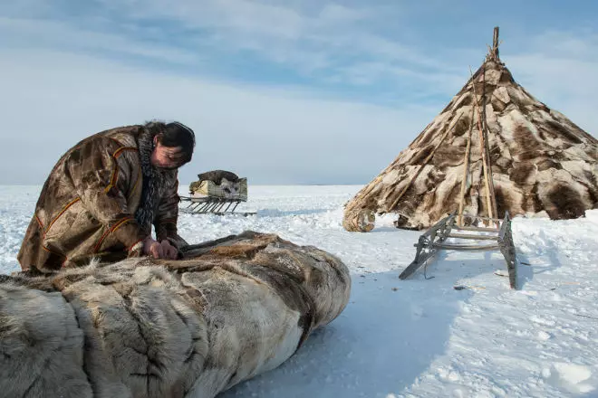 Ukuntu Chukchi iba muri tundra mu gihe cy'itumba