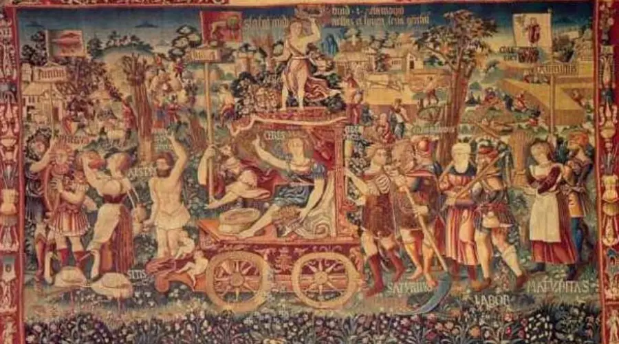 Tapestry "Triumph of Summer" An ƙirƙiri ƙwal ɗin, wanda aka sani da "Nasarar bazara", a Bruges a 1538. Yanzu yana cikin Gidan Tarihi na Bayerish. Wannan kayan tarihi ya shahara a tsakanin masana ilimin ufofi saboda gaskiyar cewa yana nuna abubuwa da yawa kamar UFO da ke shawagi a sararin sama. Kasancewarsu akan wannan zanen yana da wahalar bayani tare da wani abu banda kasancewar an ƙara su da yawa daga baya fiye da ranar da aka ƙirƙira kayan tarihi. Koyaya, akwai sigar da UFO ta kasance tana alaƙa da Allah da kuma taimakonsa. Gaskiya ne, ba a fayyace yadda mutanen Beljiyam na ƙarni na 15 gaba ɗaya suka zo tunanin cewa irin waɗannan abubuwan suna da 'yancin kasancewa.