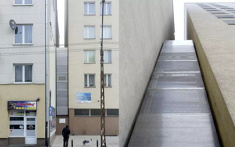 Keret House 已经成名的 Keret House 位于华沙狭窄街道之一的两栋房屋之间。在两个层次上，设计师设法放置了舒适生活所需的所有室内细节。