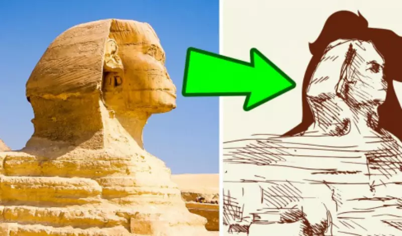 Great Sphinx ntawm Giza Lub taub hau me me ntawm Great Sphinx ua rau muaj kev sib cav hauv zej zog kev tshawb fawb. Robert Schoch, tus kws tshawb fawb keeb kwm Askiv, qhia tias tus pej thuam thaum ub muaj tsov ntxhuav lub ntsej muag, los ntawm ib tus ntawm vaj ntxwv tau xaj kom lub ntsej muag luag ntxhi luag ntxhi. Lwm tus kws tshawb fawb qub txeeg qub teg, Graham Hancock, tau tsim kev sib txheeb ntawm peb lub pyramids ib puag ncig nrog cov hnub qub nyob hauv lub hnub qub Orion, uas tseem tsis txaus ntseeg cov lus piav qhia.