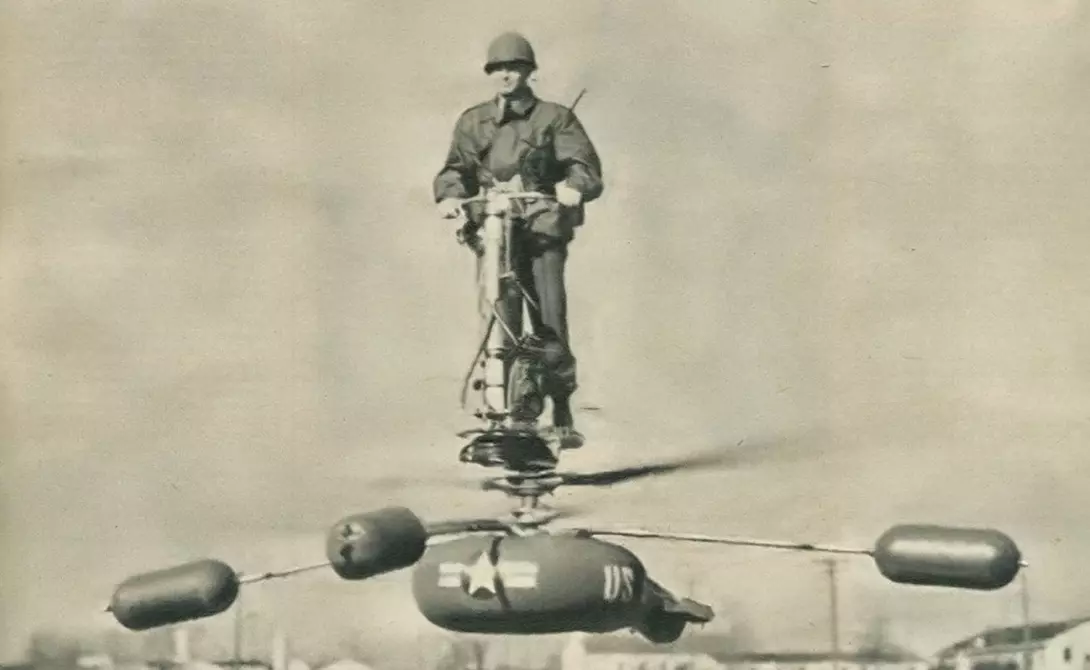 Aerocycle Pada 1950-an, para perancang Lackner Helicopters mengusulkan kendaraan yang tidak biasa kepada tentara Amerika. Aerocycle dimaksudkan untuk tujuan pengintaian, tetapi prototipenya ternyata terlalu rumit untuk dikuasai oleh prajurit infanteri yang tidak terlatih. Setelah beberapa kecelakaan, proyek ambisius ini dibatalkan.