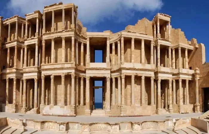 Leptis Magna Davno su Leptis Magna podigli Rimljani u Libiji. Ovdje je bio jedan od najvećih trgovačkih centara carstva. Ali pad Rima bio je i kraj ovog grada: opljačkan je, a ruševine su predane zaboravu. Tijekom dugih stoljeća pješčane oluje gotovo su potpuno zatrpale ostatke Leptis Magne i otkrile ga tek u 19. stoljeću.