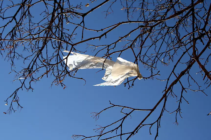 Windwijzer Als u de heersende windrichting kent, kan het pakket een uitstekende windzak zijn, of een windwijzer waarmee u kunt navigeren. Hang het ergens hoger en meer winderig en bekijk het gedurende 15 minuten. In de meeste gevallen zal de richting die de polyethyleen windvaan zal tonen samenvallen met de heersende windrichting.