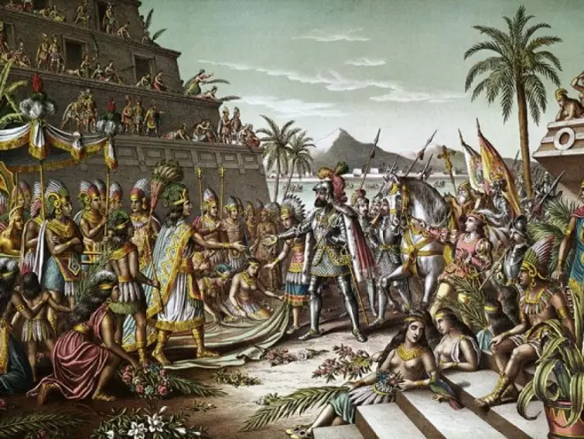 корица-r4x3w1000-58abffb9c877c-Illustration du 19e siècle illustrant rencontre Cortez Moctezuma Crédit Bettmann Getty