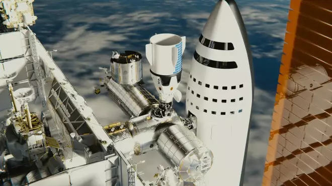 SpaceX BFR -rymdskepp dockades till International Space Station med brickmack