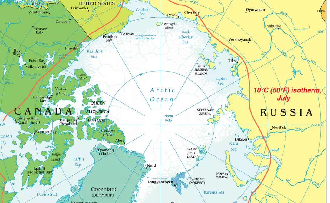 Zones d'influence sur la région arctique, 2000