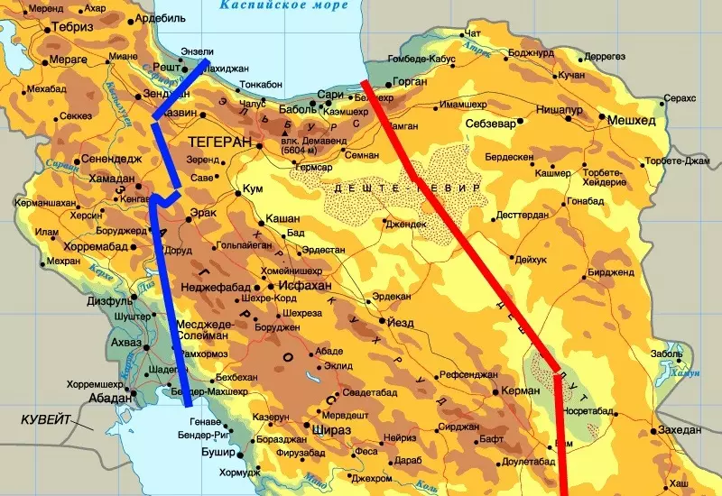 Kanava Kaspianmeri - Persianlahti 1800 -luvun lopulla insinöörit ehdottivat hanketta Persian kanavalle Venäjän laivaston kulkemiseksi Intian valtamerelle ohittaen epäystävällisen Turkin hallitseman Bosporin ja Dardanellien Mustanmeren salmen. Reittejä on kaksi - läntinen ja itäinen. Länsiosan kokonaispituus on noin 1000 kilometriä, itäisen noin 1500 kilometriä. Ajatus kanavan rakentamisesta on ajankohtainen tähän päivään asti, mutta sen toteuttamista, kuten vuosisata sitten, vaikeuttavat rahapoliittiset ja poliittiset näkökohdat: Iranin on välttämättä osallistuttava hankkeeseen, johon koko maailmanyhteisöllä on vaikeat suhteet.