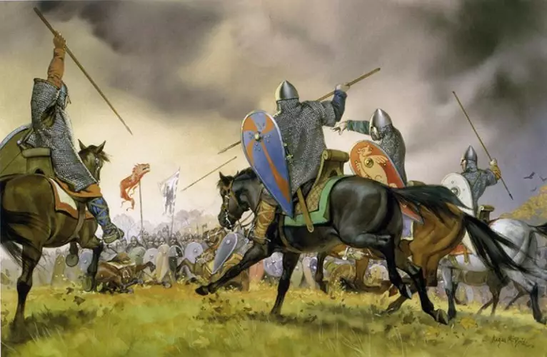 Batalla de Hastings 1066 Unha das batallas máis famosas e importantes da historia de Inglaterra. Guillerme de Normanda loitou co rei Harold II e derrotouno completamente. A partir dese momento, comezou unha nova era: os anglosaxóns, que gobernaron a terra durante máis de 600 anos desde a época do Imperio romano, foron derrotados e caeron baixo o xugo dos conquistadores normandos.