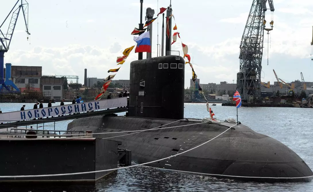 B-261 The first of six diesel-electric submarines, the Novorossiysk, was launched from the St. Petersburg shipyards last year. Its creators claim that innovative stealth technologies make the submarine virtually invisible when submerged.