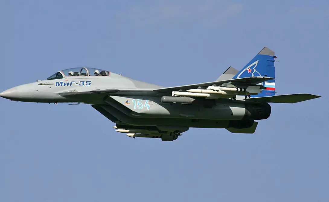 MiG-35 Multipurpose fighter, effective both in the air and in high-precision ground strikes. Able to reach speeds of up to 2400 km per hour. The MiG-35 is able to destroy sea and ground targets from a long distance, as well as conduct reconnaissance operations.