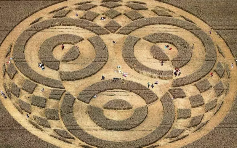 Strange Crop Circles in Germany At Reisting in southern Germany, circles were discovered in a wheat field by an aeronaut crossing the area in a hot air balloon. Farmer Christopher Hutter denied his involvement in the mysterious phenomenon that occurred on his land, but at the same time refused to believe that this was the work of aliens, and blamed his children for everything. The diameter of the circle was about 76 meters. Among other things, the circle had an elaborate design that could not have been designed by the kids in the neighborhood.