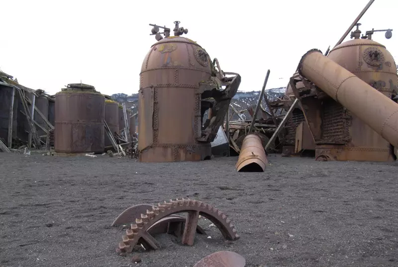 Deception Island, Antarctica I begyndelsen af ​​det 20. århundrede var øen hjemsted for mange forskningsstationer og hvalfangsthuse. Men på grund af hyppige vulkanudbrud og jordskælv blev de opgivet. Når de sejler forbi, stopper krydstogter i Antarktis her for at fange de forladte ruiner.