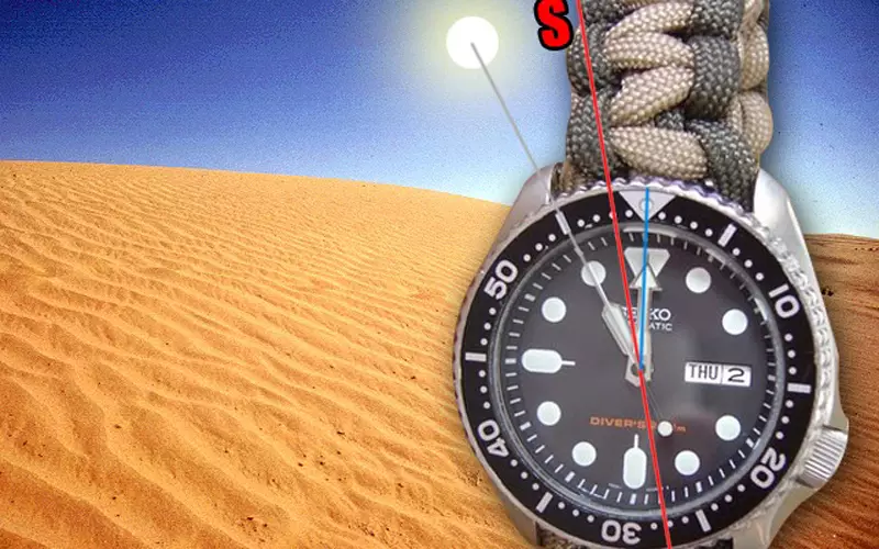 Compass në një orë Nëse humbni, atëherë një orë e zakonshme mund t'ju ndihmojë të arrini në civilizim. Rrotulloni ato në mënyrë që shigjeta e vogël të jetë përballë diellit. Linja veriore tani do të jetë në pikën qendrore midis 12 dhe kësaj shigjete.