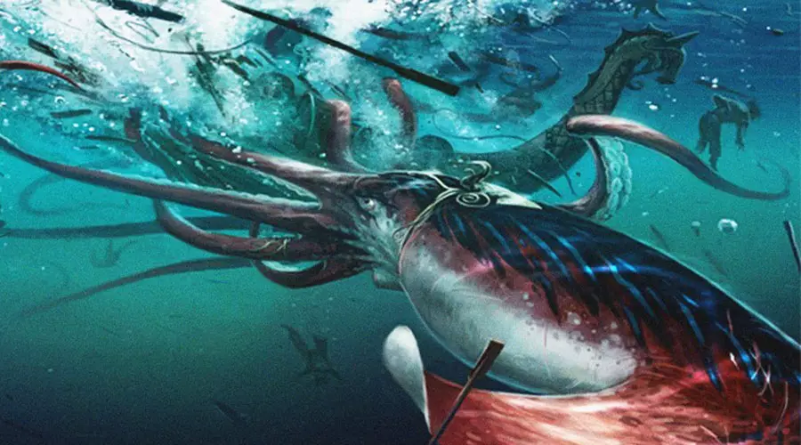 Giant Squid Na dogon lokaci, ana ɗaukar manyan squids kamar ƙirar jirgin ruwa. Koyaya, an kama squid na farko da aka kama akan kyamara a cikin Yuli 2012: ya kai tsawon mita 13 kuma yayi kimanin rabin ton.