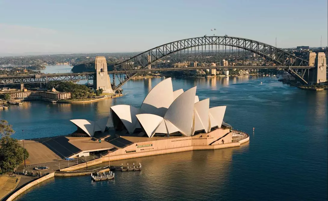 Operahuset i Sydney og Harbour Bridge