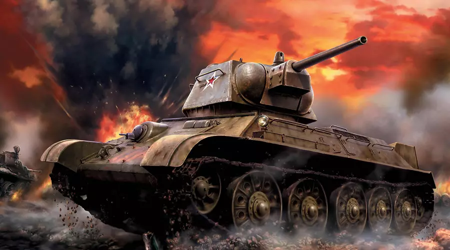 T-34 SSSR Legendární T-34 se stal nejhmotnějším tankem druhé světové války: SSSR vyrobilo více než 84 000 vozidel. Rychlá, hbitá, tvrdá na nepřítele, skutečná ocelová kost z měkké oceli německých obrněných vozidel. Šikmé čelní pancéřování o tloušťce 45 mm sloužilo jako spolehlivá ochrana před kanónem již zmíněného Panzer IV, který nejčastěji nebyl schopen realizovat svoji výhodu v dosahu ničení.