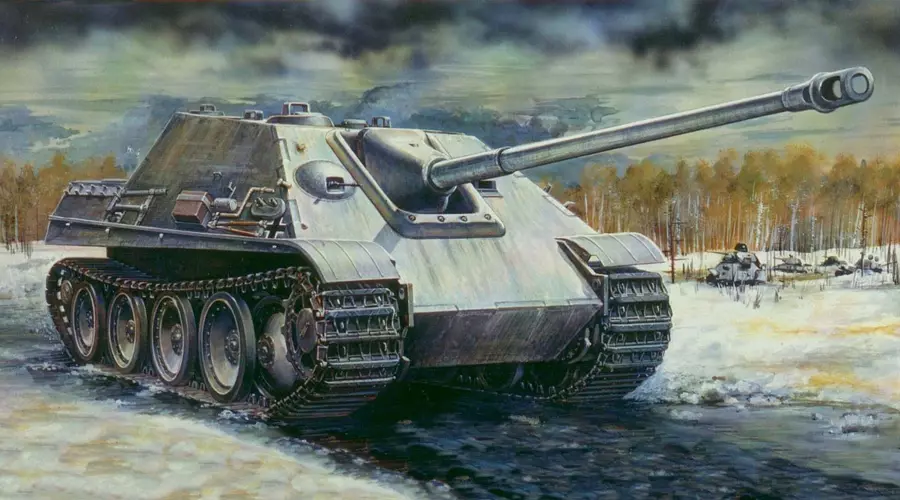 Jagdpanther Germany Iray amin'ireo mpandrava tanky matanjaka indrindra tamin'ny Ady lehibe II. Fiara mavesatra misy tafondro 88 mm sy fiadiana 100 mm ny hateviny dia naneho haingana ny fahaizany ara-teknika, saingy tsy afaka nanan-kery lehibe amin'ny vokatry ny ady. Ny Jagdtpanthers dia nahazo ny batisan'ny afo tany Frantsa - fiarakodia alemanina telo no namotika Churchilles iraika ambin'ny folo tao anatin'ny iray minitra sy sasany, izay nampihorohoro ny mpiara-dia.