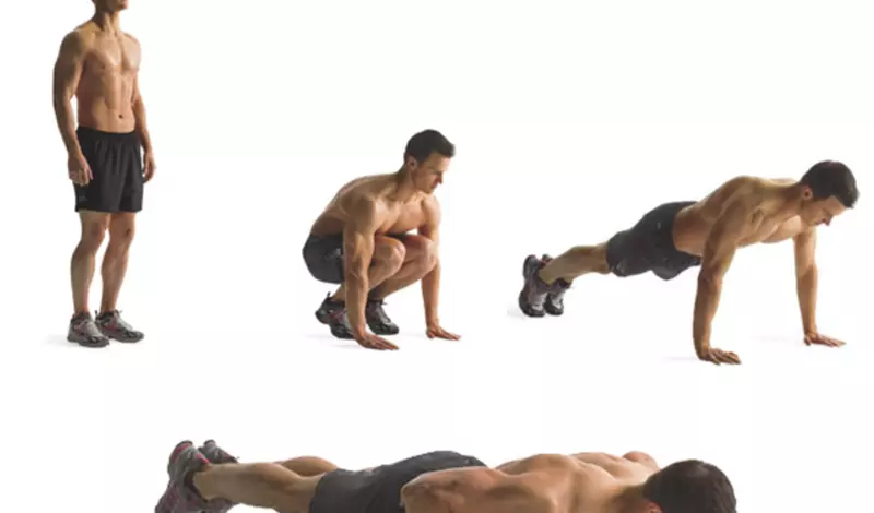 Burpee 1,43 calorias por minuto: Burpee pode competir com a corrida no menor tempo possível. Além disso, ninguém trabalhará em um ritmo tão lento. A pessoa média é capaz de cerca de 10 burpees por minuto, o que nos dá a já impressionante 14,3 calorias. Tente começar com séries de três a quatro minutos e você pode esquecer a corrida.