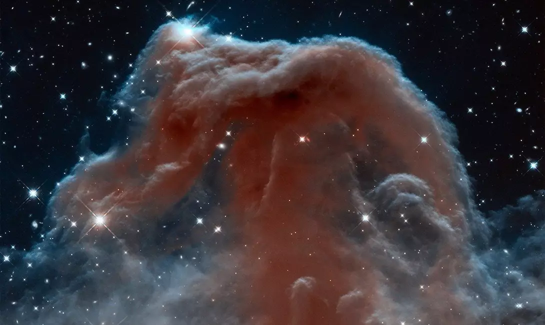 Horsehead A cor e a aparência dessa aparência forçaram literalmente os cientistas a designá-la com uma palavra tão controversa. Diante de nós está a Nebulosa Cabeça de Cavalo localizada na constelação de Orion.