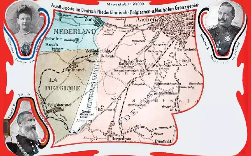 Neŭtrala Moresnet Jaroj da ekzisto: 1816 ĝis 1920 Post la falo de la imperio kreita de Napoleono, Eŭropo devis revizii siajn limojn. Ĉi tiu malgranda terpeco de ĉirkaŭ 3,5 km², situanta inter modernaj Germanio kaj Belgio, restis nenies tero kiam la limoj estis rediseitaj. La rezultan neŭtralan zonon kune regis Nederlando kaj Prusio. La ŝtato, kies loĝantoj estis konsiderataj sennaciaj, sed kiu havis sian propran flagon kaj blazonon, ekzistis ĝis 1920. Poste, post la unua mondmilito, laŭ la Versajla Traktato, Moresnet iris al Belgio.