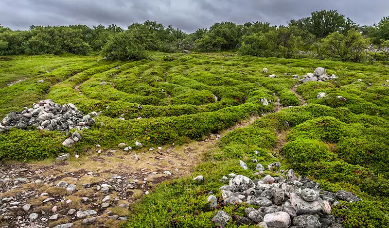 Labyrinthes Solovetsky 35 structures en pierre trouvées sur les îles Solovetsky font partie du groupe de soi-disant "labyrinthes du nord". Exactement les mêmes bâtiments se trouvent en Irlande et en Écosse, ce qui peut indiquer l'existence dans le passé d'une seule nation qui s'est installée dans le monde. Les archéologues associent les labyrinthes au culte des morts - les restes de sacrifices humains ont été trouvés ici. Les habitants essaient de contourner les labyrinthes.