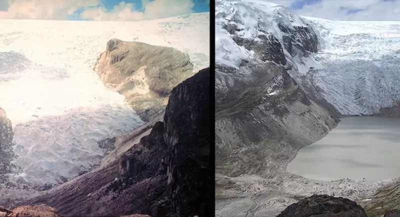 Hilweşîna Corey Calis Glacier Peru Çep: 1978 Rast: 2011